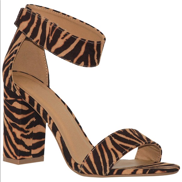 Boutique | Shoes | Nwt Zebra Chunky Block Heel Ankle Strap Sandal ...